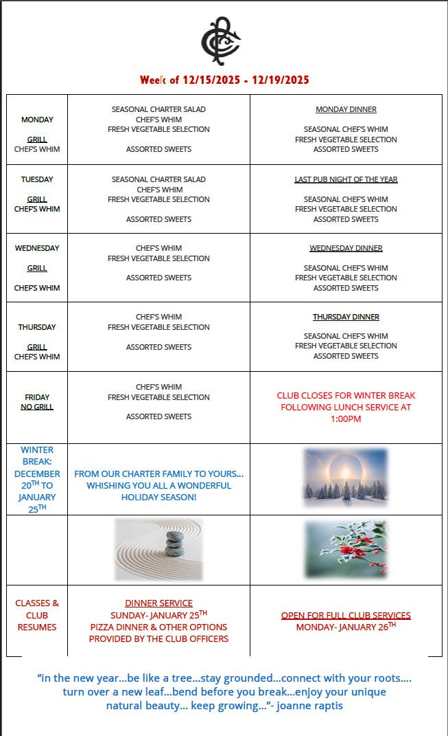 Charter Menu – The Princeton Charter Club